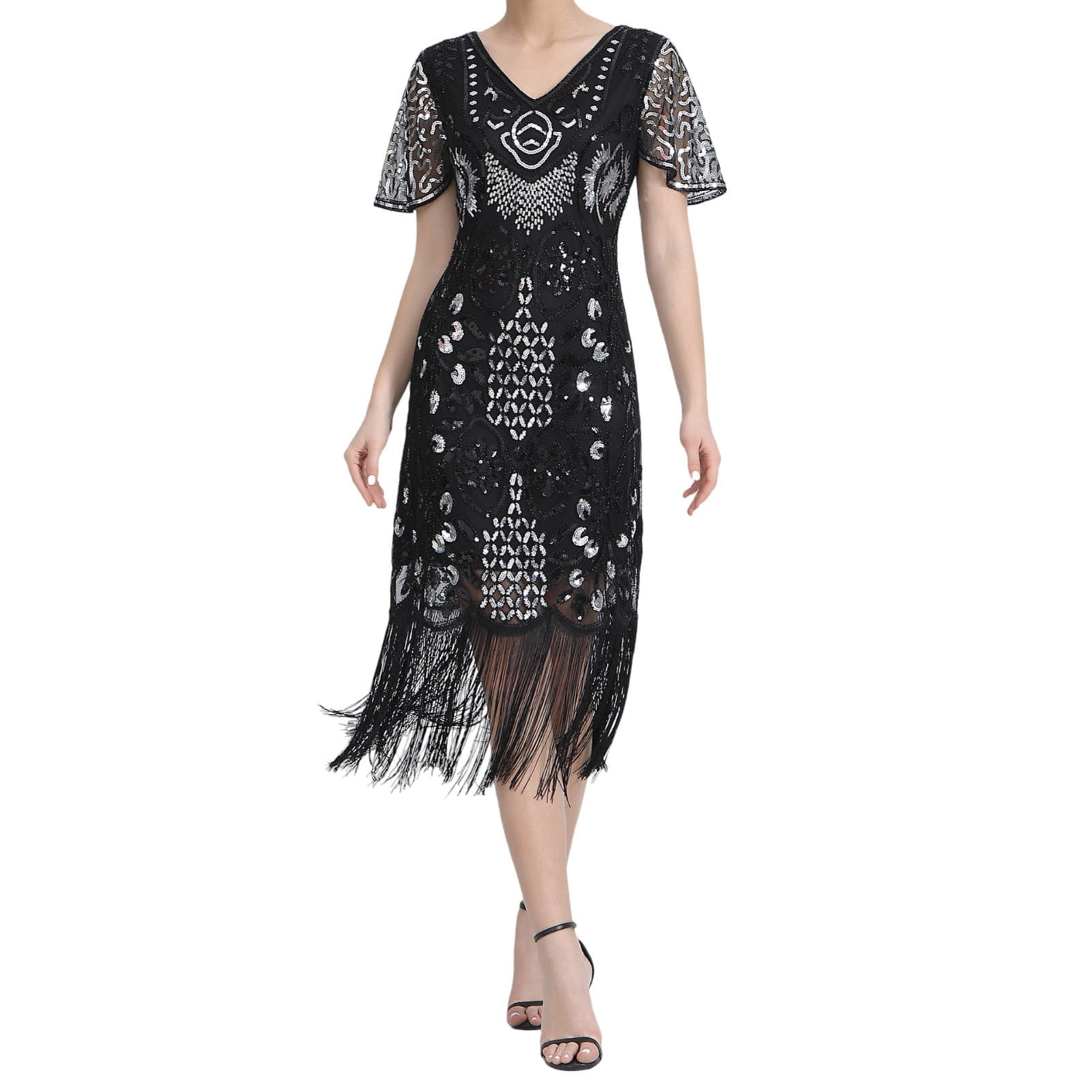 FEIFLY Plus Size Vintage Fringed Personality Vintage Sequin Beaded ...