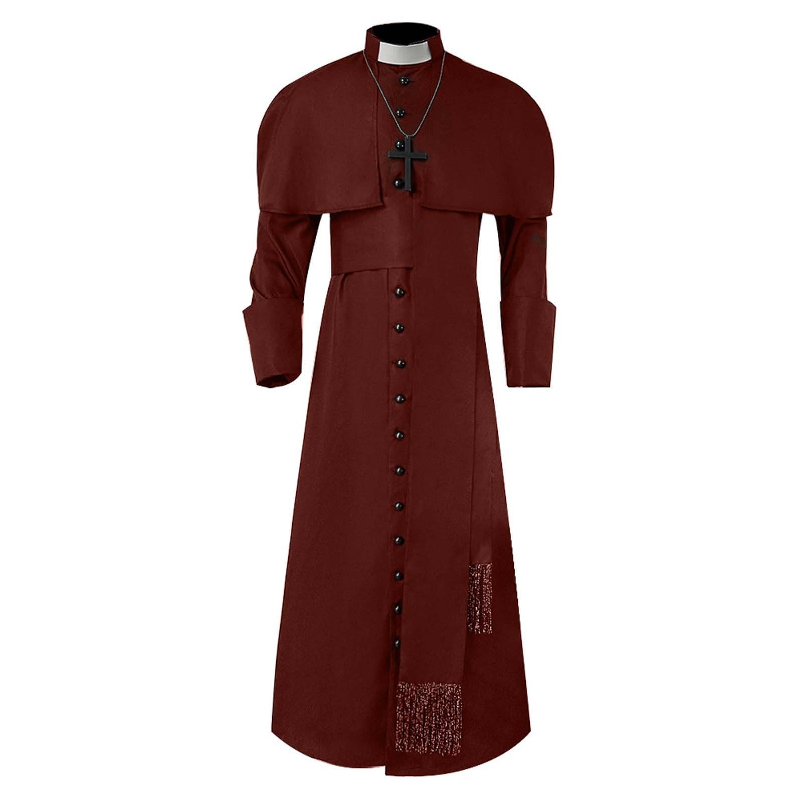 FEIFLY Priest Men Gothic Robe Halloween Father Outfits Party Halloween ...