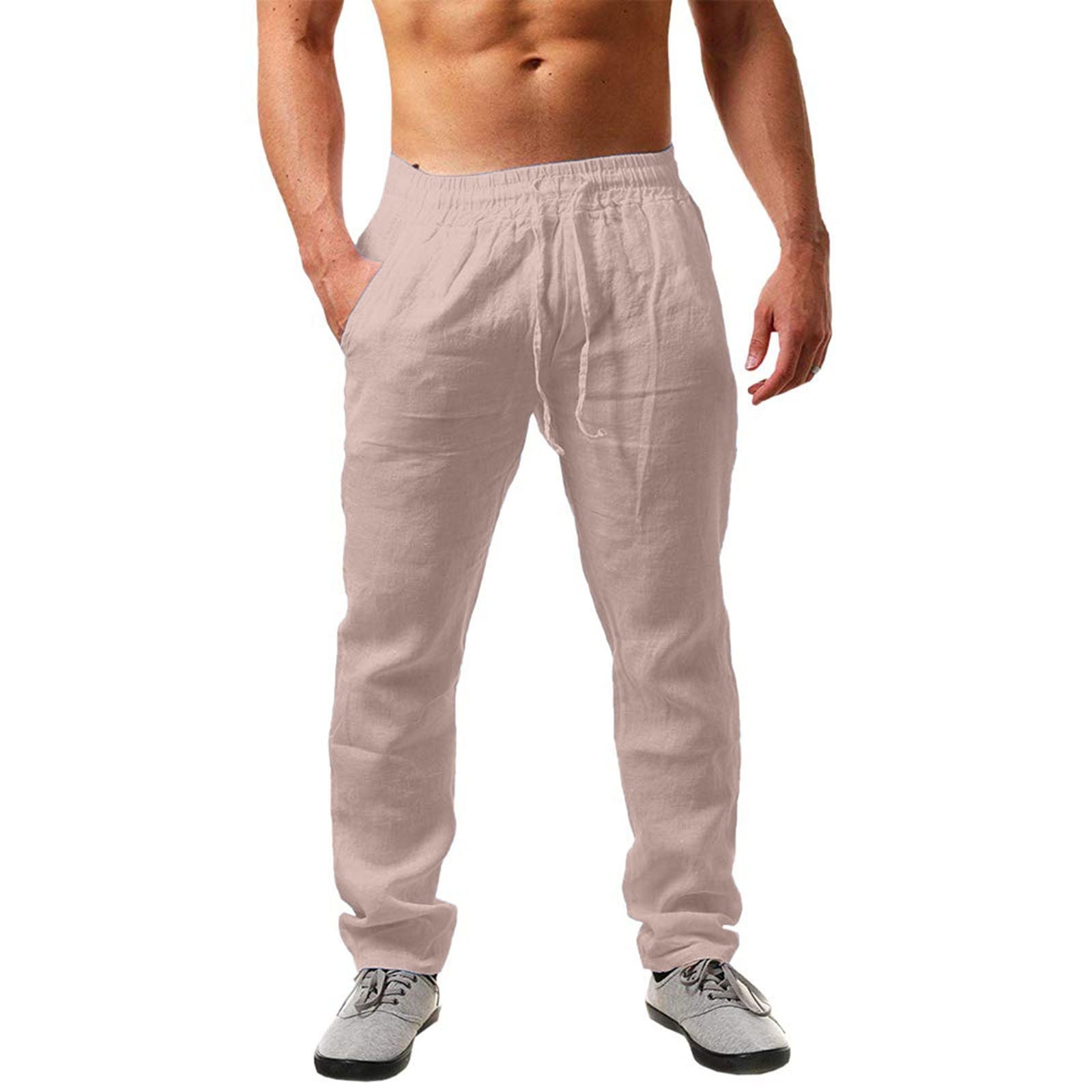 FEIFLY Solid Color Men's Summer Autumn Hop Breathable Linen Loose ...