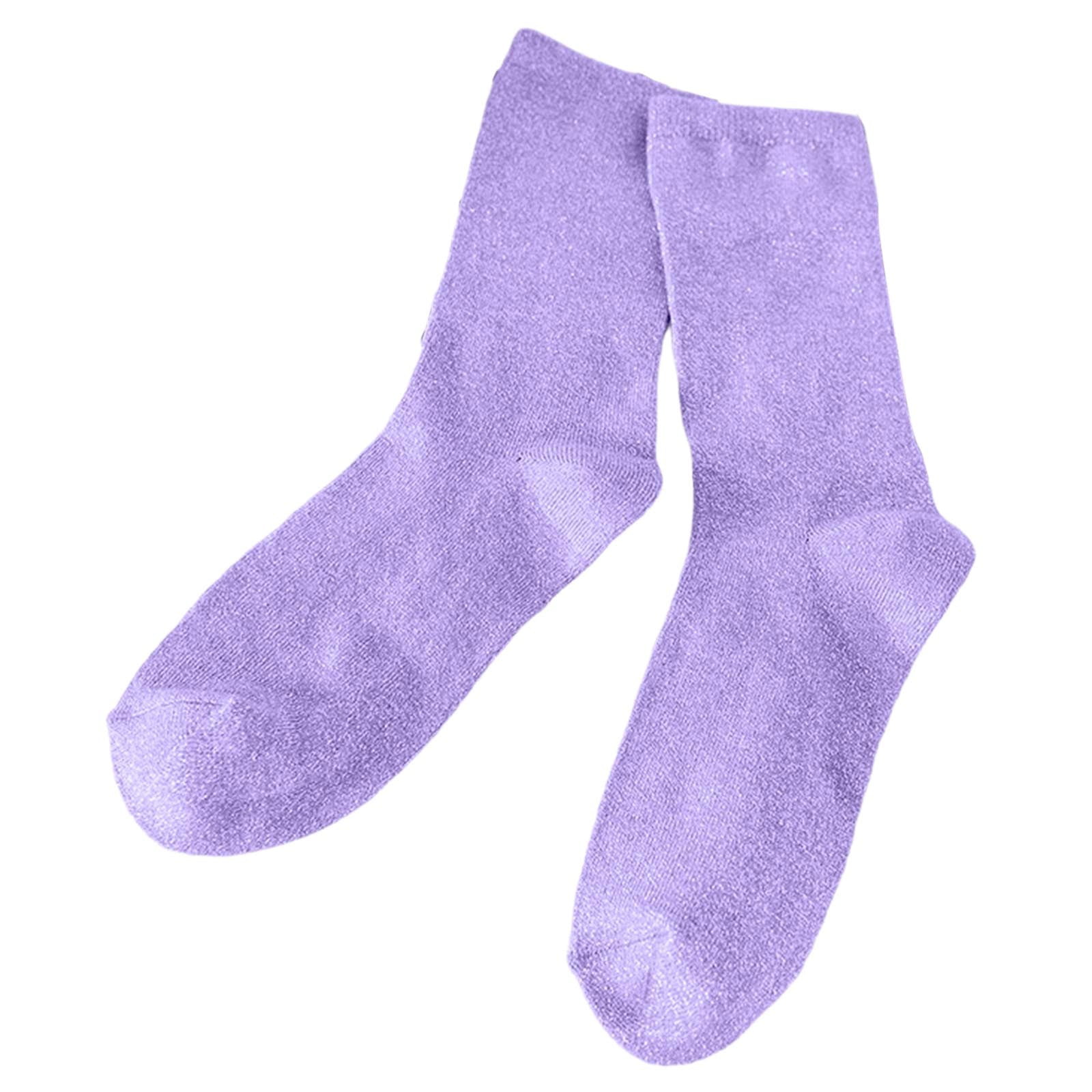 FEIFLY Solid Color Sheer Stockings For Summer Glitter Thread Thin ...