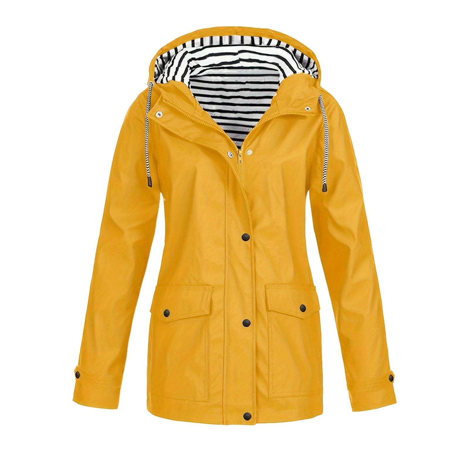 FEIFLY Solid Color Womens Rain Jacket With Hood Lightweight Long Sleeve ...