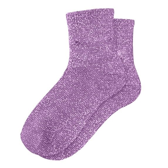 FEIFLY Sparkly Solid Color Slouch Socks Fashionable Mid-Calf Hosiery ...