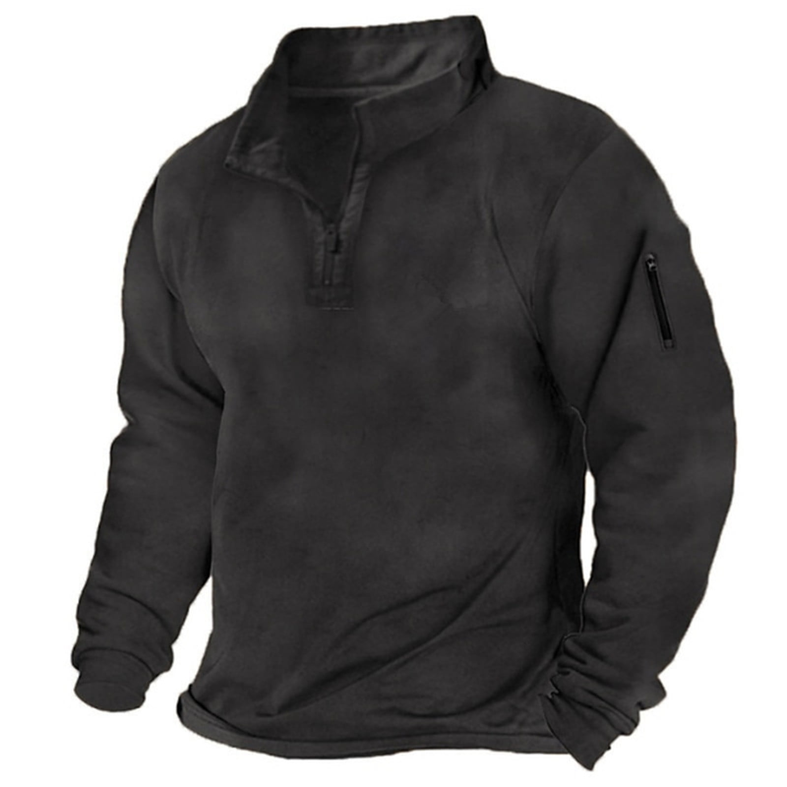 FEIFLY Sweatshirts Mens Outdoor Casual Long Sleeve O-Neck With Standing ...