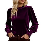 FEIFLY Tshirts Women's Casual Loose Fit Pure Color T-Shirt Basic Crew ...