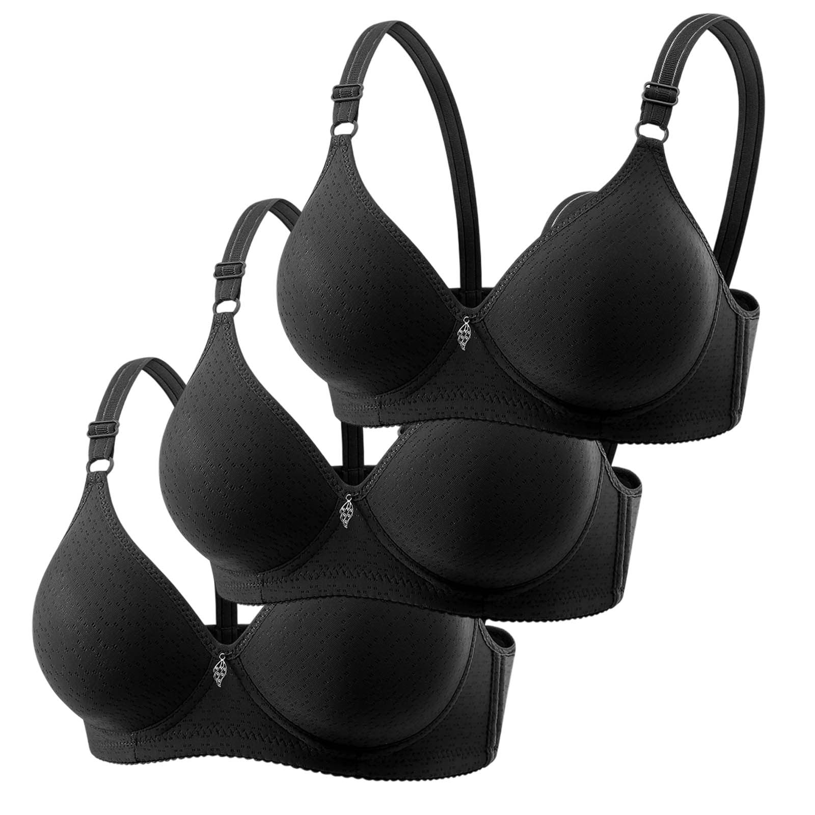 FEIFLY Women 3-Pack Soft Wireless Comfort Bra Seamless Support For ...