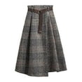 FEIFLY Women Blend Tartan Skirt With Asymmetrical Hemline Mid-Length ...