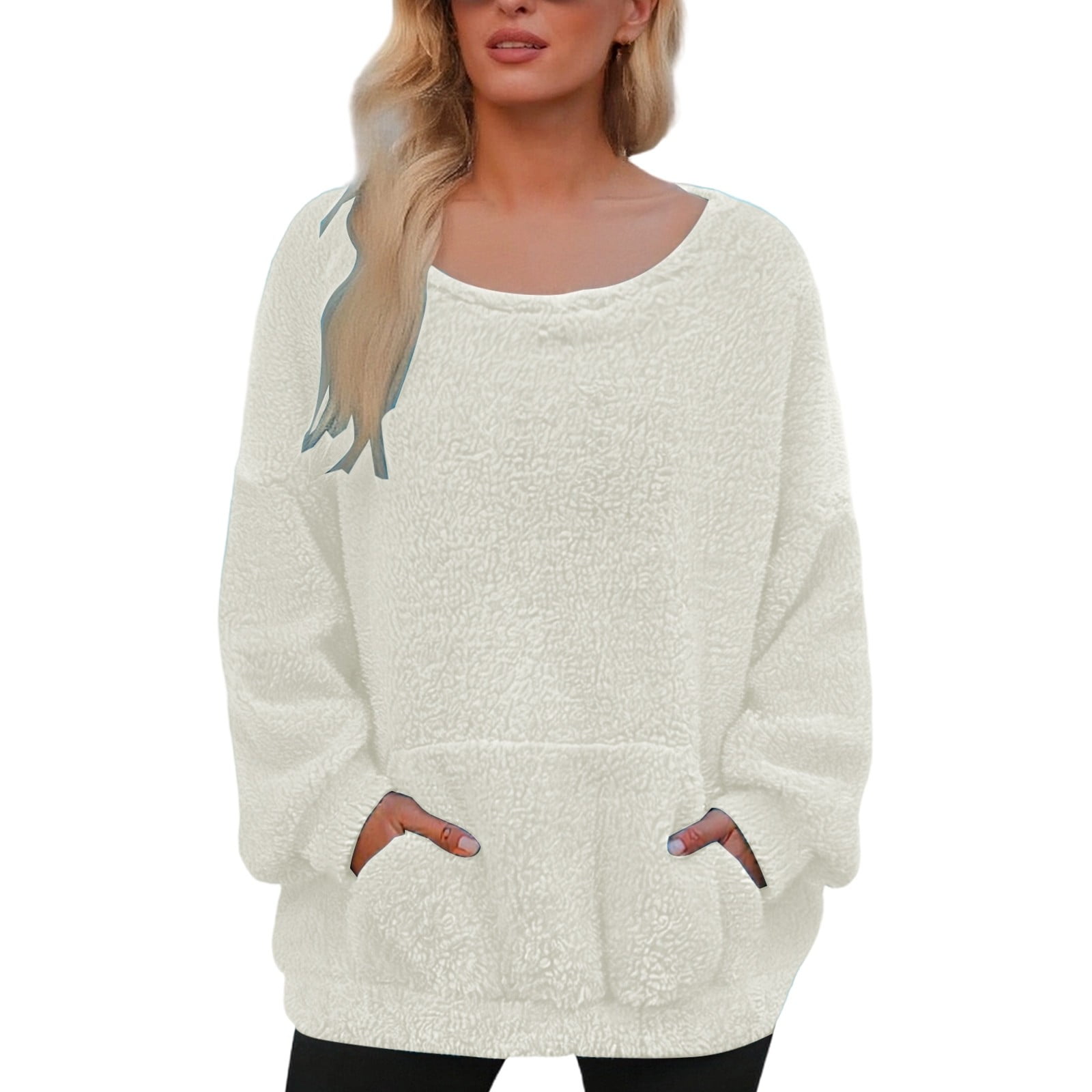 FEIFLY Women Casual Long Sleeve Crewneck Sweatshirt Fall Winter Fashion ...