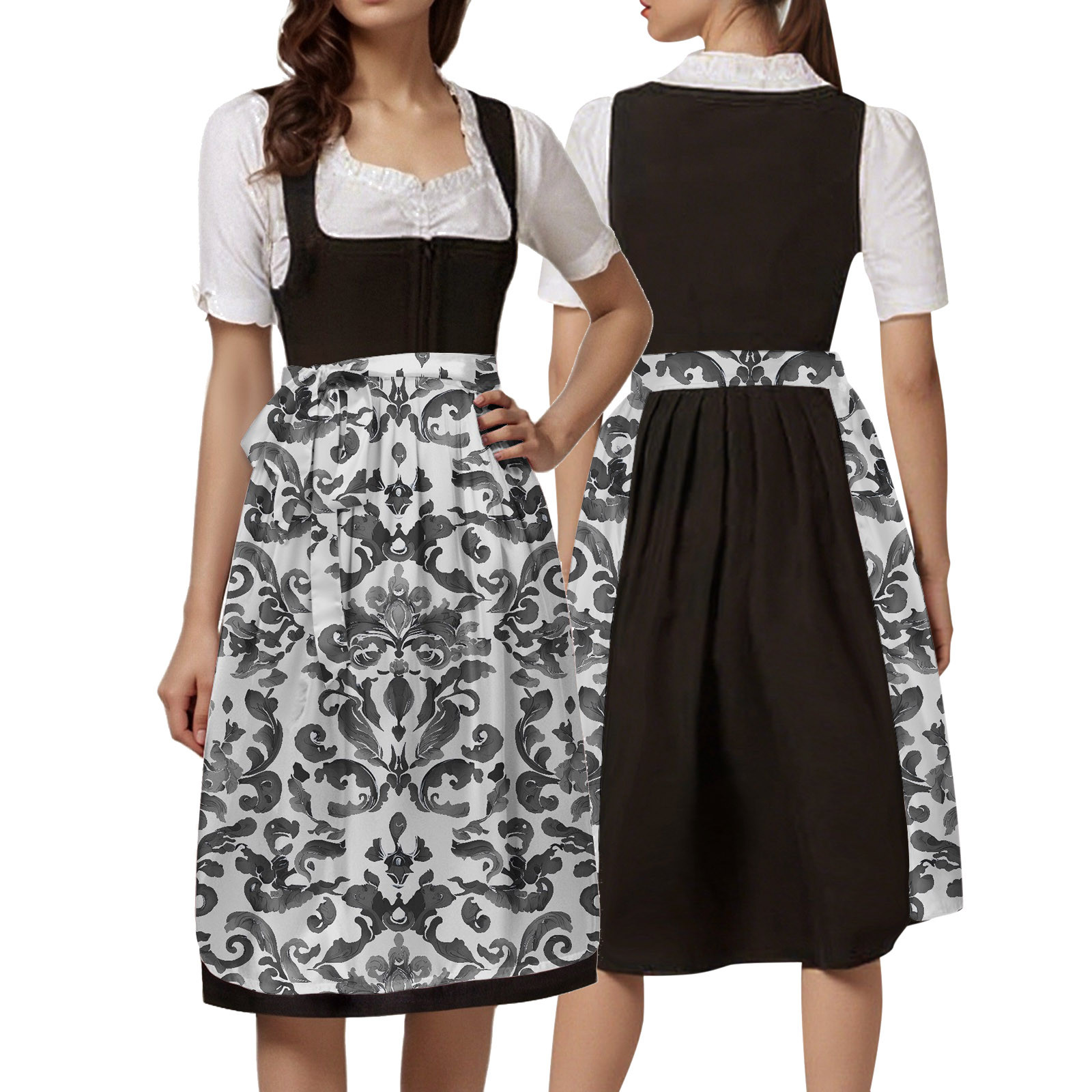 FEIFLY Women Dresses Laced Half Apron Bavarian Traditional For Party ...