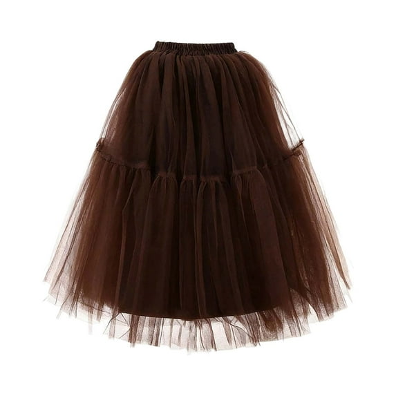 FEIFLY Women Fashionable Casual Mesh Pleated Puffy Patchwork Skirt ...