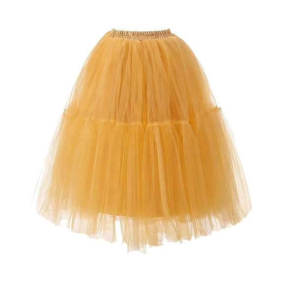 FEIFLY Women Fashionable Casual Mesh Pleated Puffy Patchwork Skirt ...