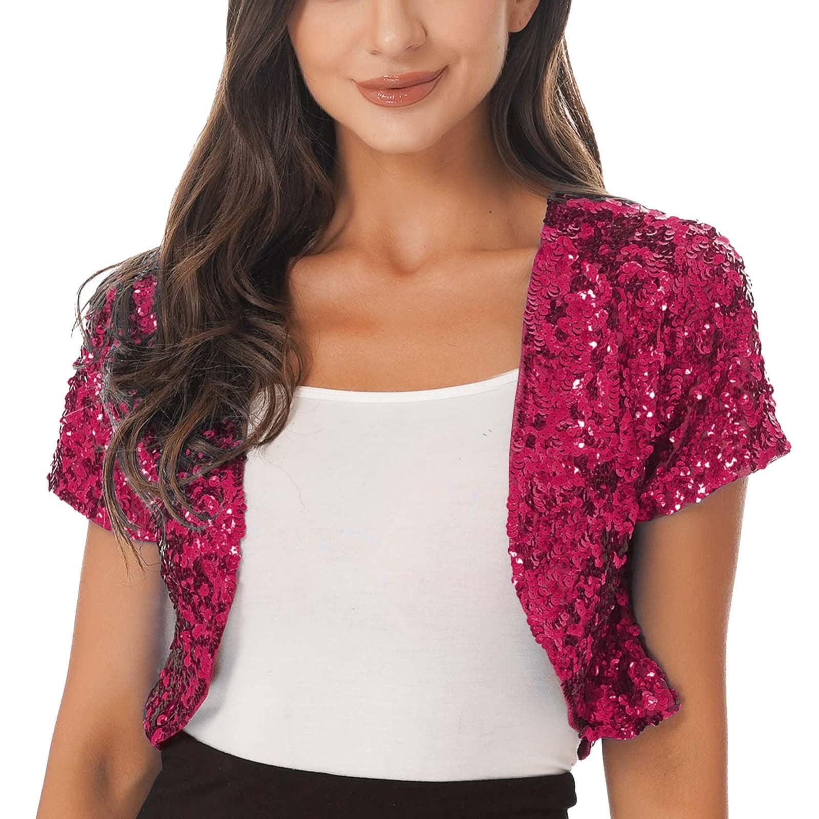 FEIFLY Women Femme Sequin Veste Cropp Haut Cardigan Jazz Danse ...
