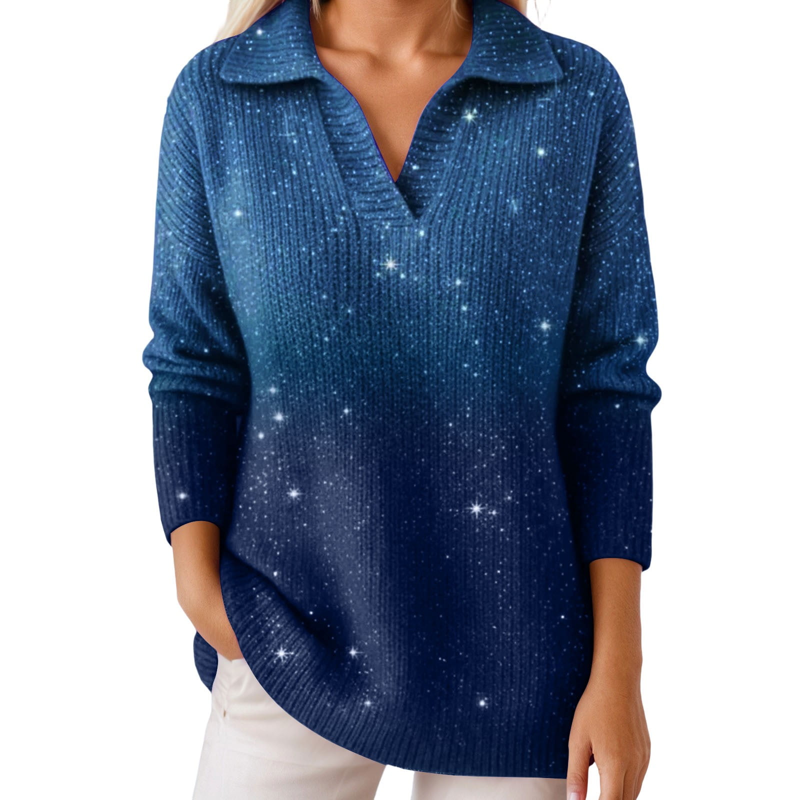 FEIFLY Women Glitter Knit Pullover Sweater With Dreamy Starlight ...