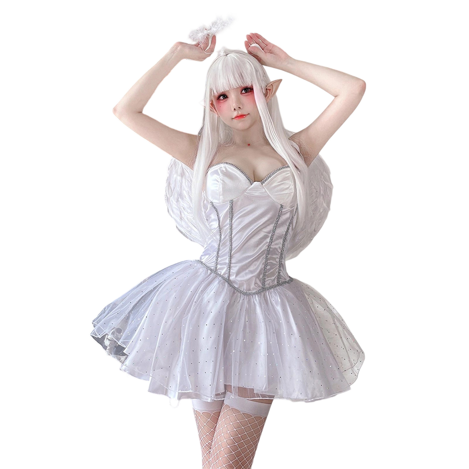 FEIFLY Women Halloween Angel Gothic Dresses Bride Outfits Little Witch ...