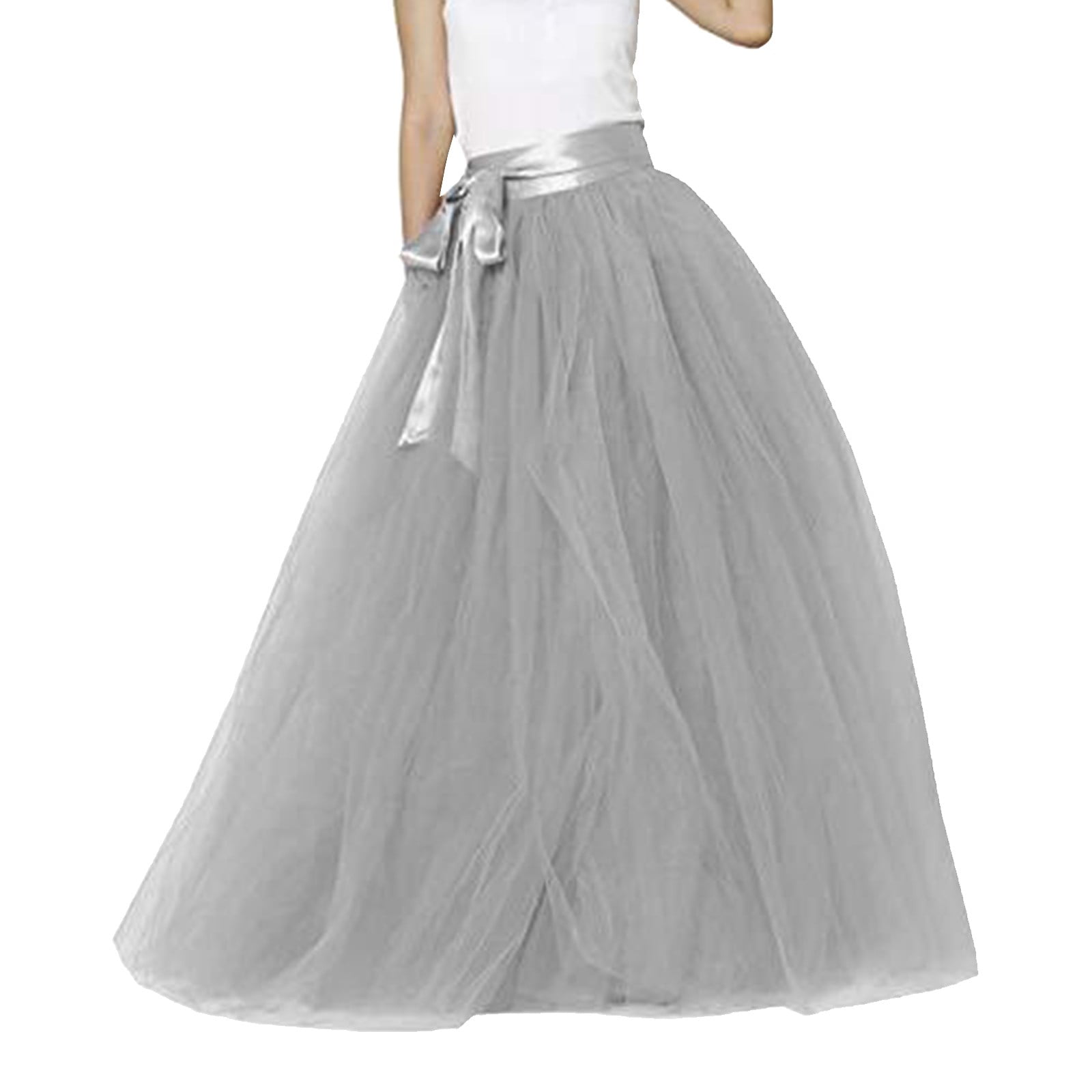 FEIFLY Women High Waist Large Skirts Elastic Belt Mesh Skirts Party ...