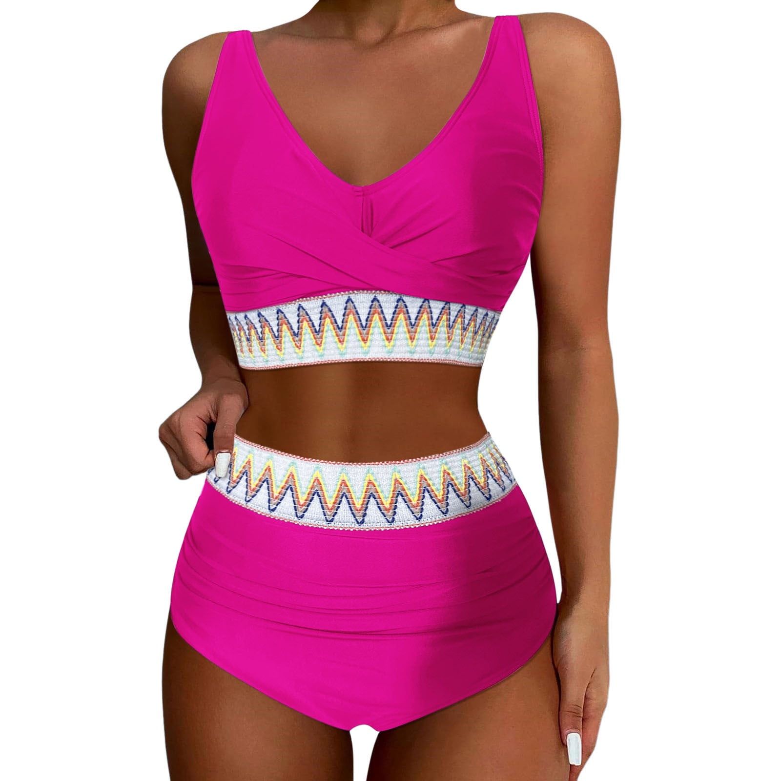 FEIFLY Women High Waisted Bikini Sets Two Piece High Cut Bathing Suits ...