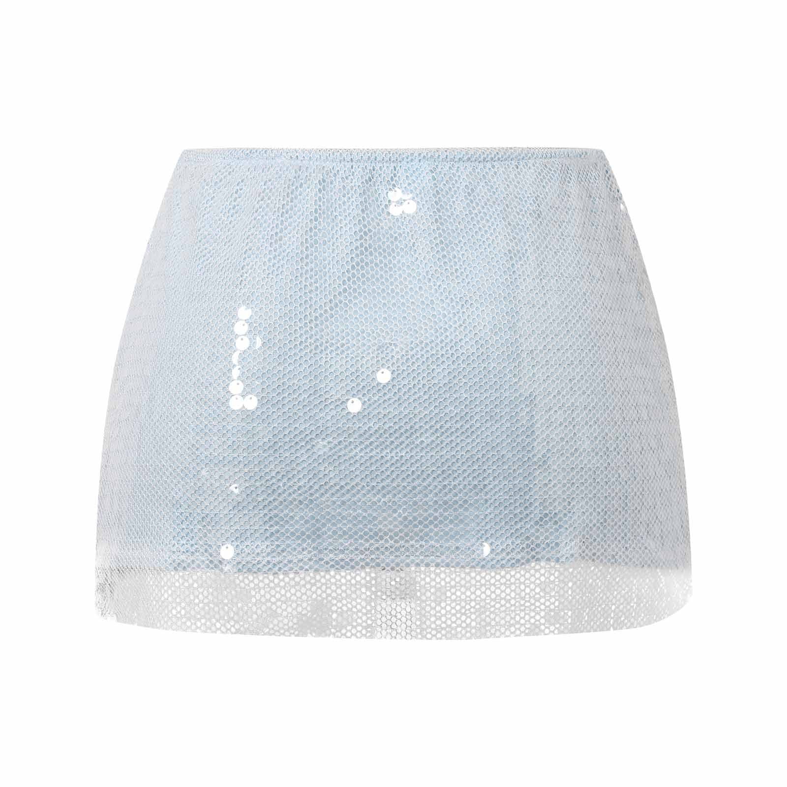 FEIFLY Women Sequin Mini Skirt For Glam Night Out Party Wear Bodycon ...