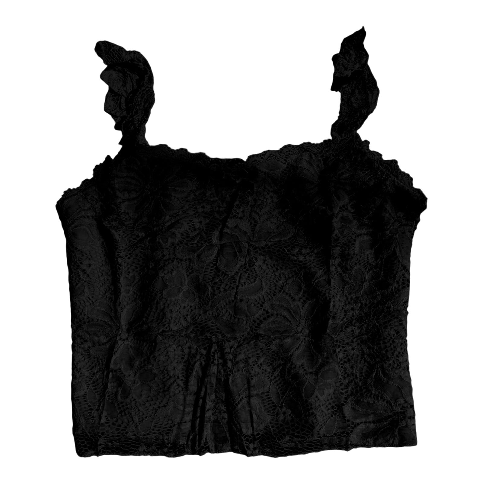 FEIFLY Women Tank Tops Solid Color Sleeveless Lace Trim French Style ...