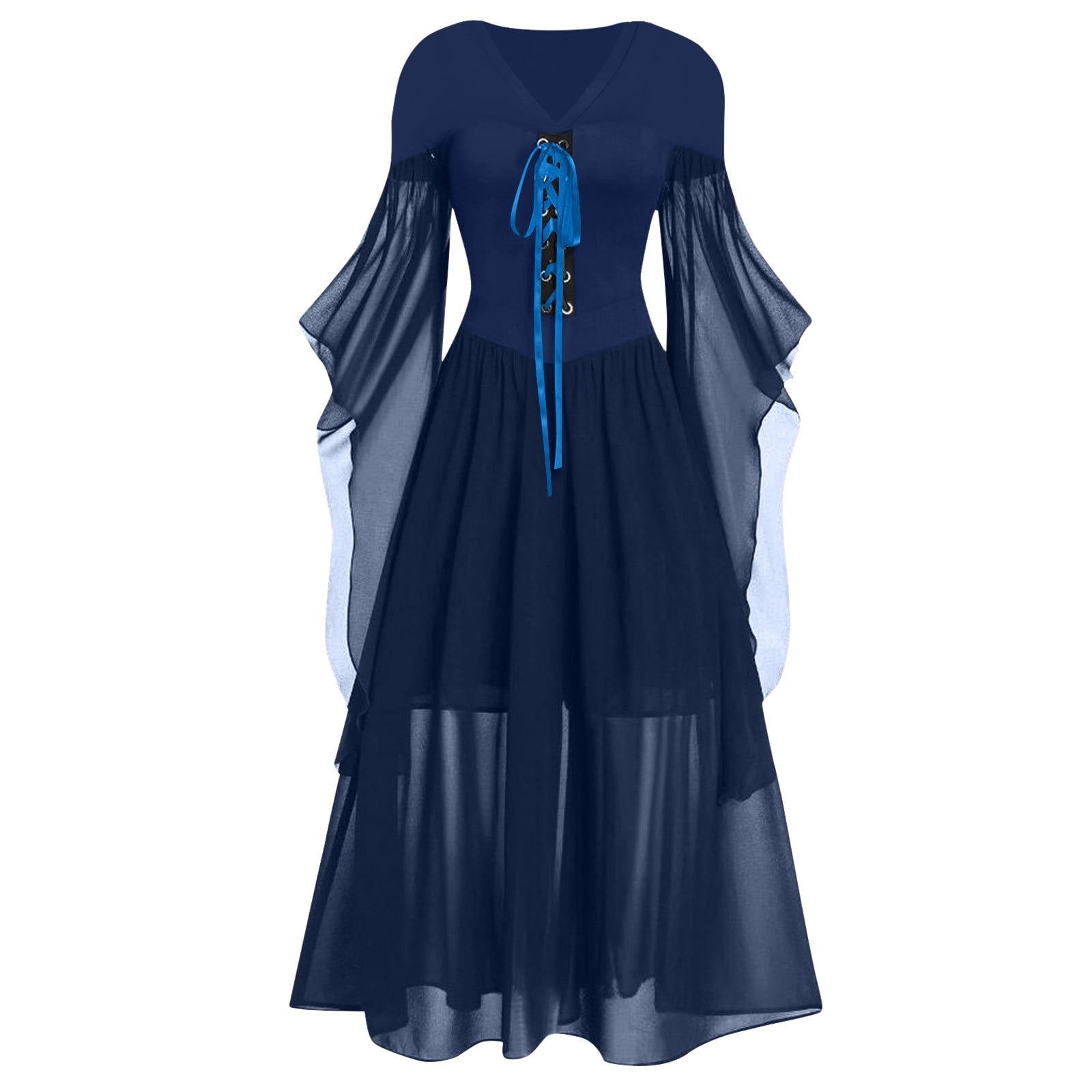 FEIFLY Women Woman Gothic Dresses Off Shoulder Lace Bat Sleeve Dresses ...