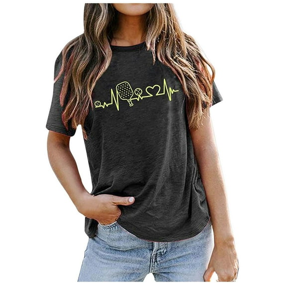 FEIFLY Women's Summer Letter Print T-Shirt Comfortable Fashionable O ...