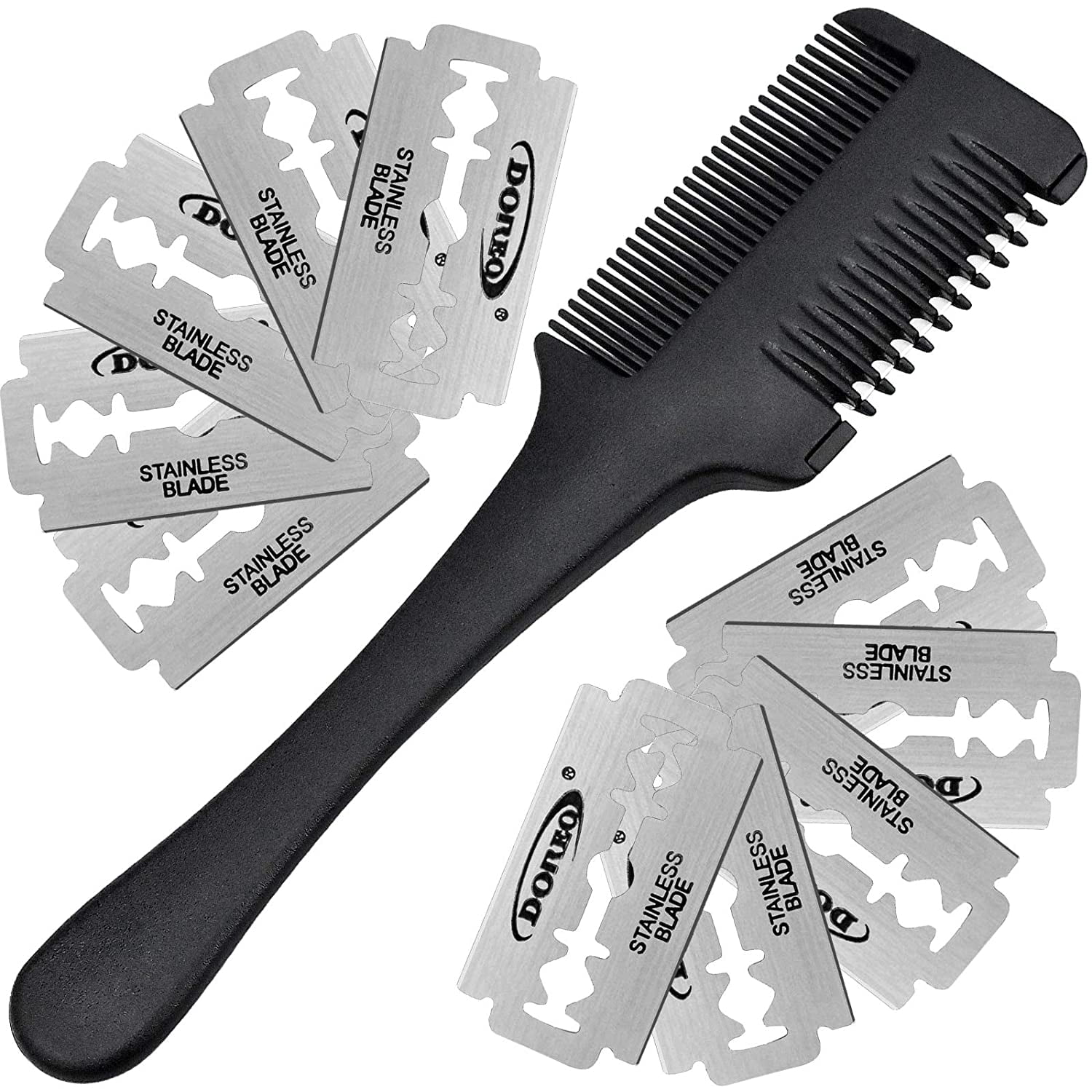 FEIGO Barber Hair Thinning Razor Comb, Stylist Grip, Black Hairdressing ...