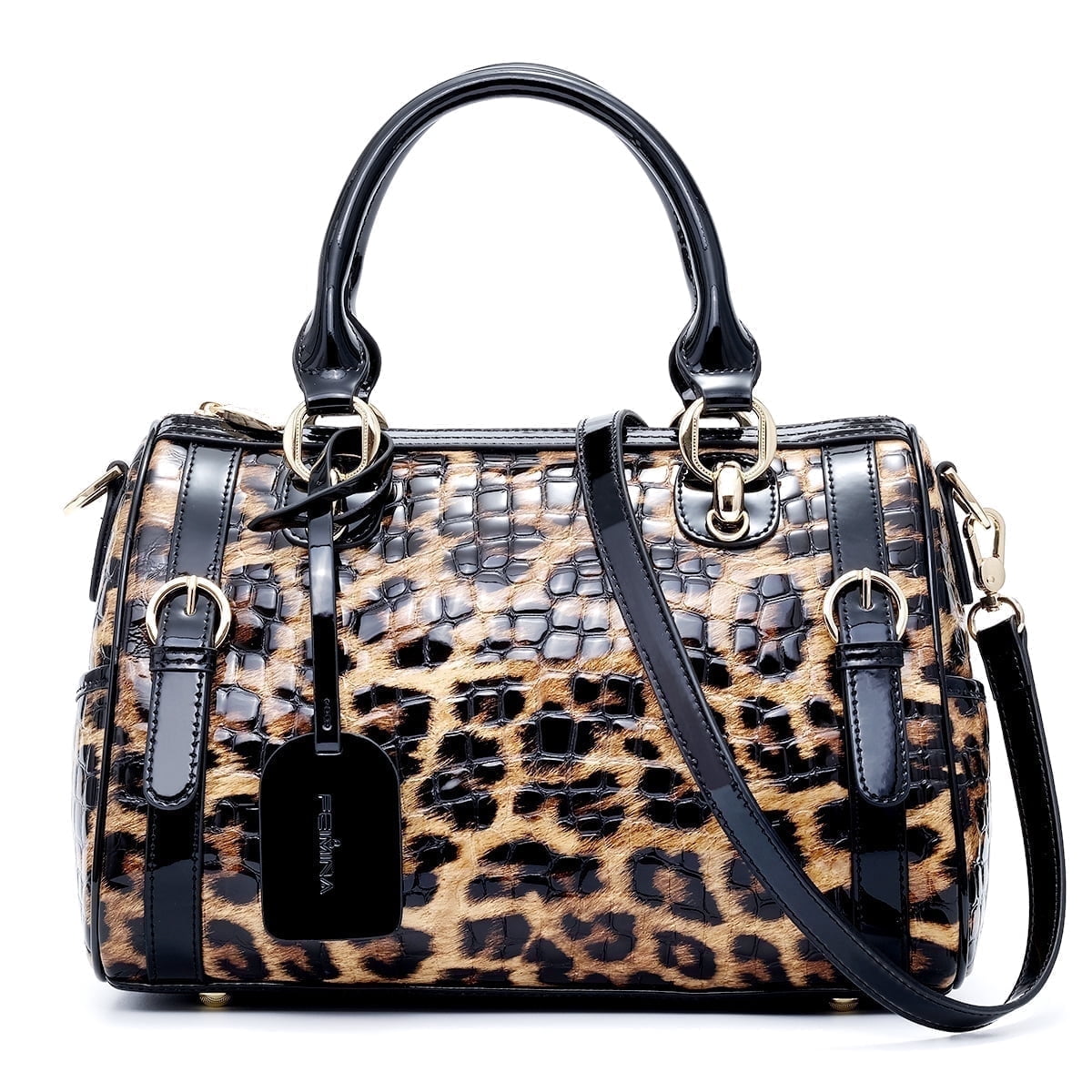FEIMINA Leopard Print Handbags, Genuine Leather Tote, Large Capacity ...