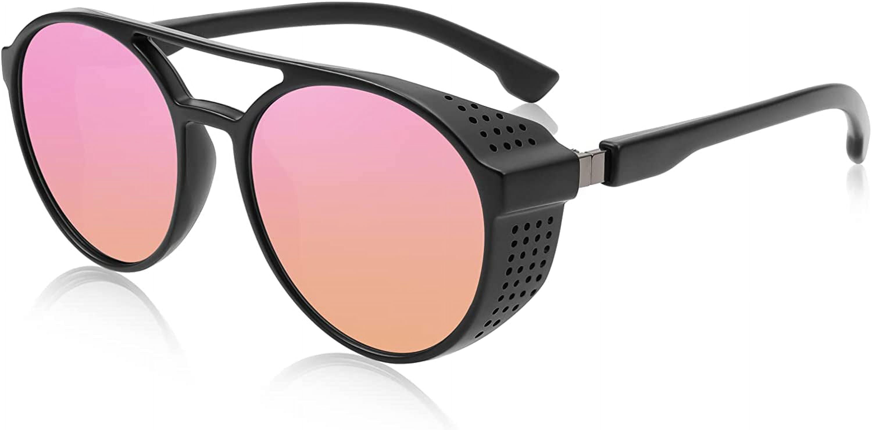 Feisedy Classic Steampunk Sunglasses For Men Women Retro Round Gothic