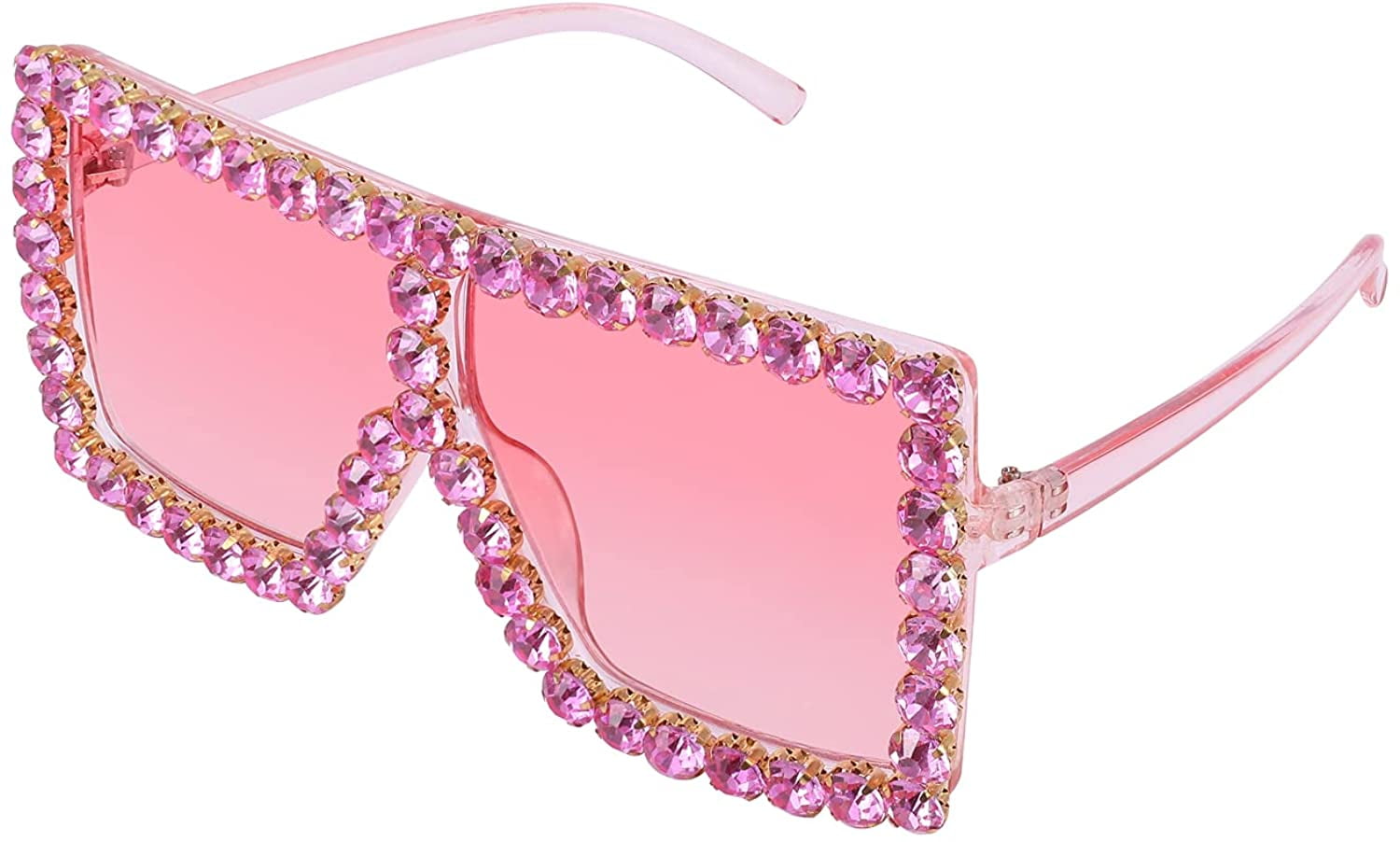 FEISEDY Oversized Sparkling Crystal Sunglasses Disco Diamond Flat Top ...
