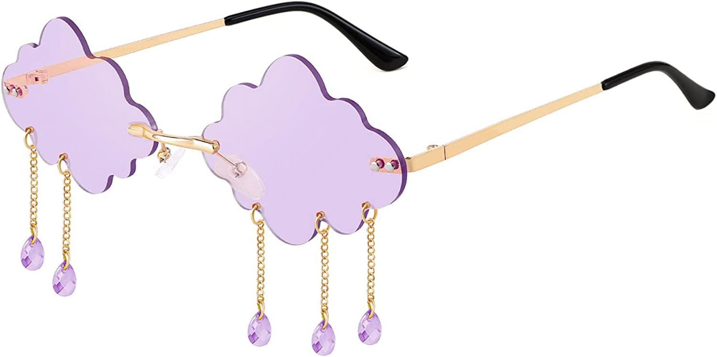 FEISEDY Retro Dripping Cloud Shaped Tassel Sunglasses Rimless Women ...