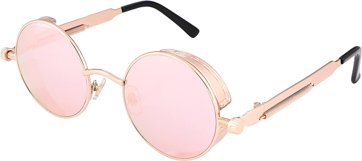 FEISEDY Retro Gothic Steampunk Sunglasses Round Metal Frame Punk Circle Inspired Shade Men B1857 ...