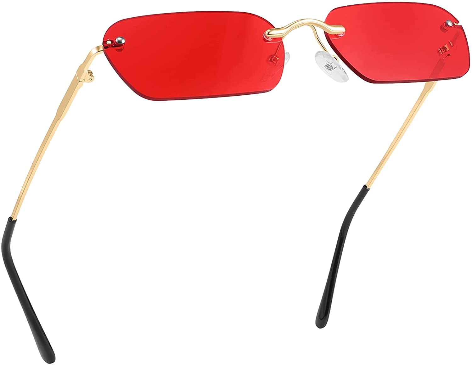 FEISEDY Retro Rimless Rectangle Sunglasses, UV400 Protection ...