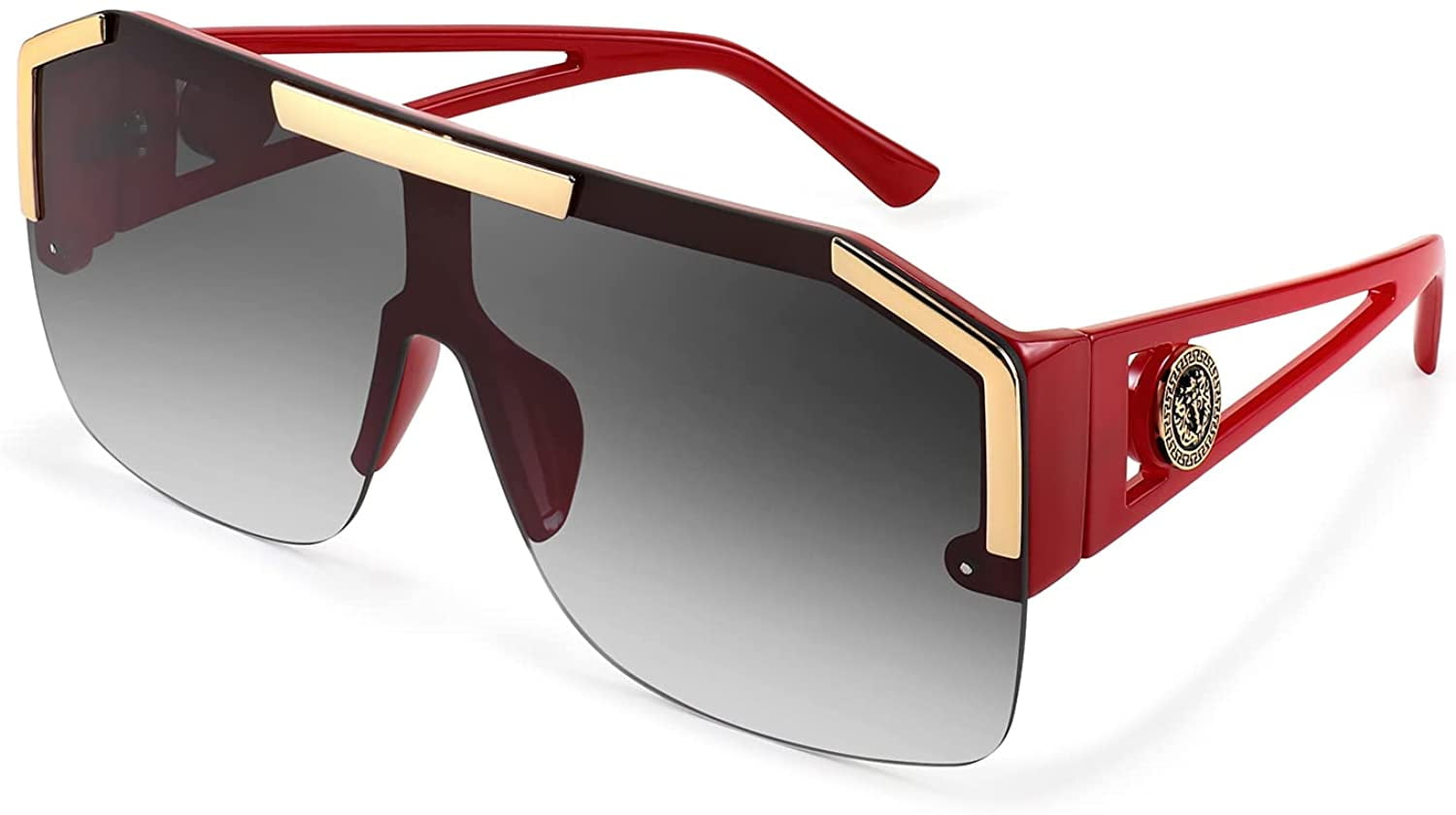 FEISEDY Square Flat Top Shield Sunglasses One Piece Frameless Stylish ...