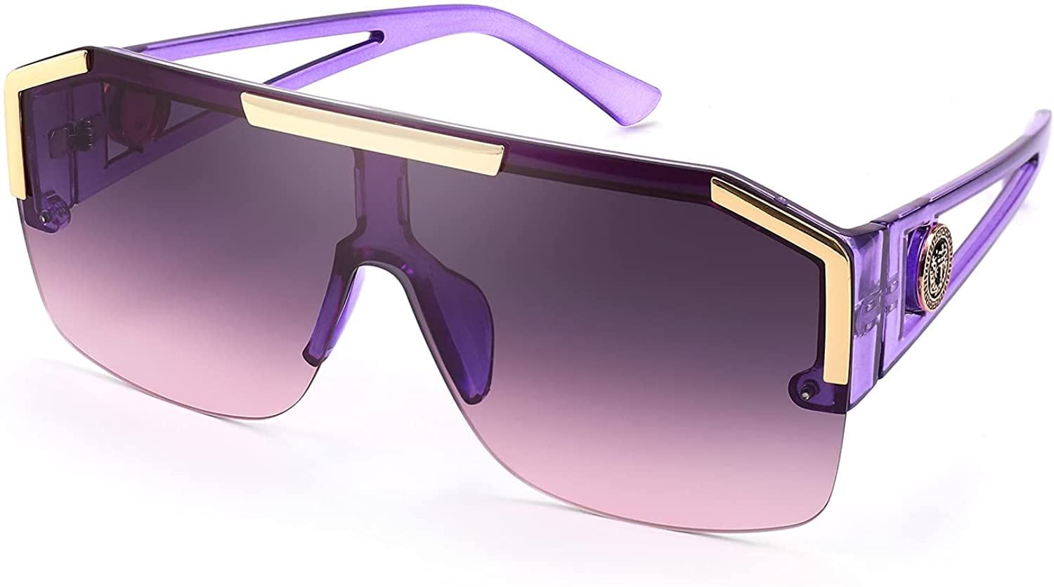 FEISEDY Square Flat Top Shield Sunglasses One Piece Frameless Stylish ...