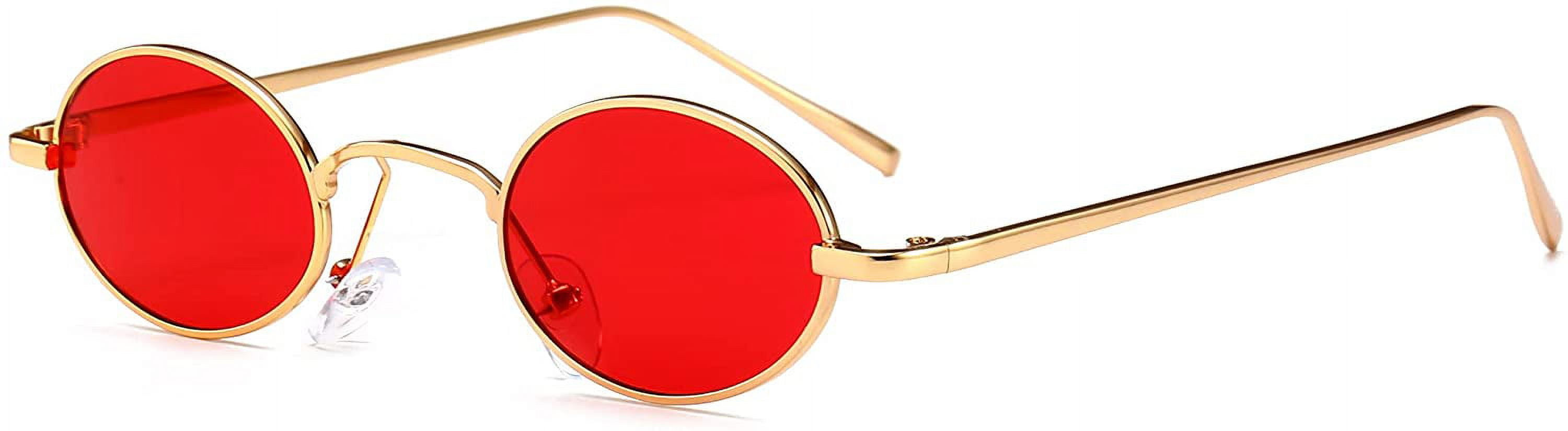 FEISEDY Vintage Small Round Sunglasses Retro Slender Metal Frame Candy ...