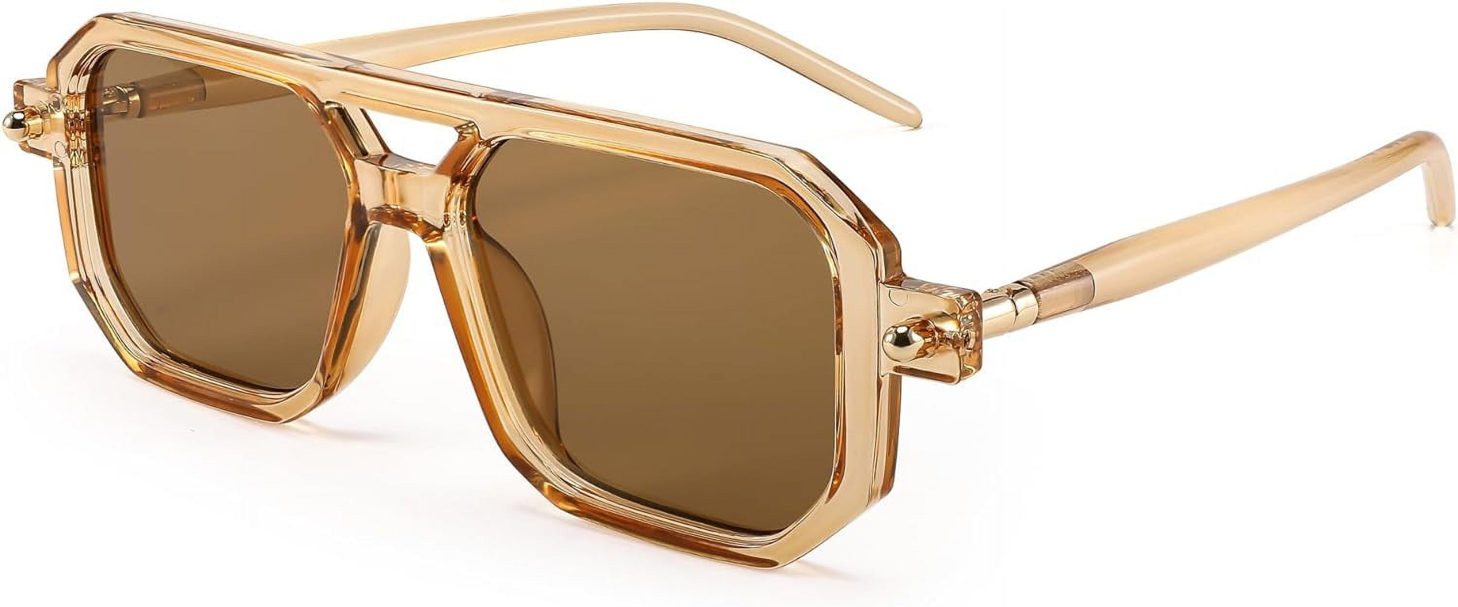 FEISEDY Vintage Square 70s Flat Aviator Sunglasses Women Men Classic Retro Stylish Frame UV400 ...