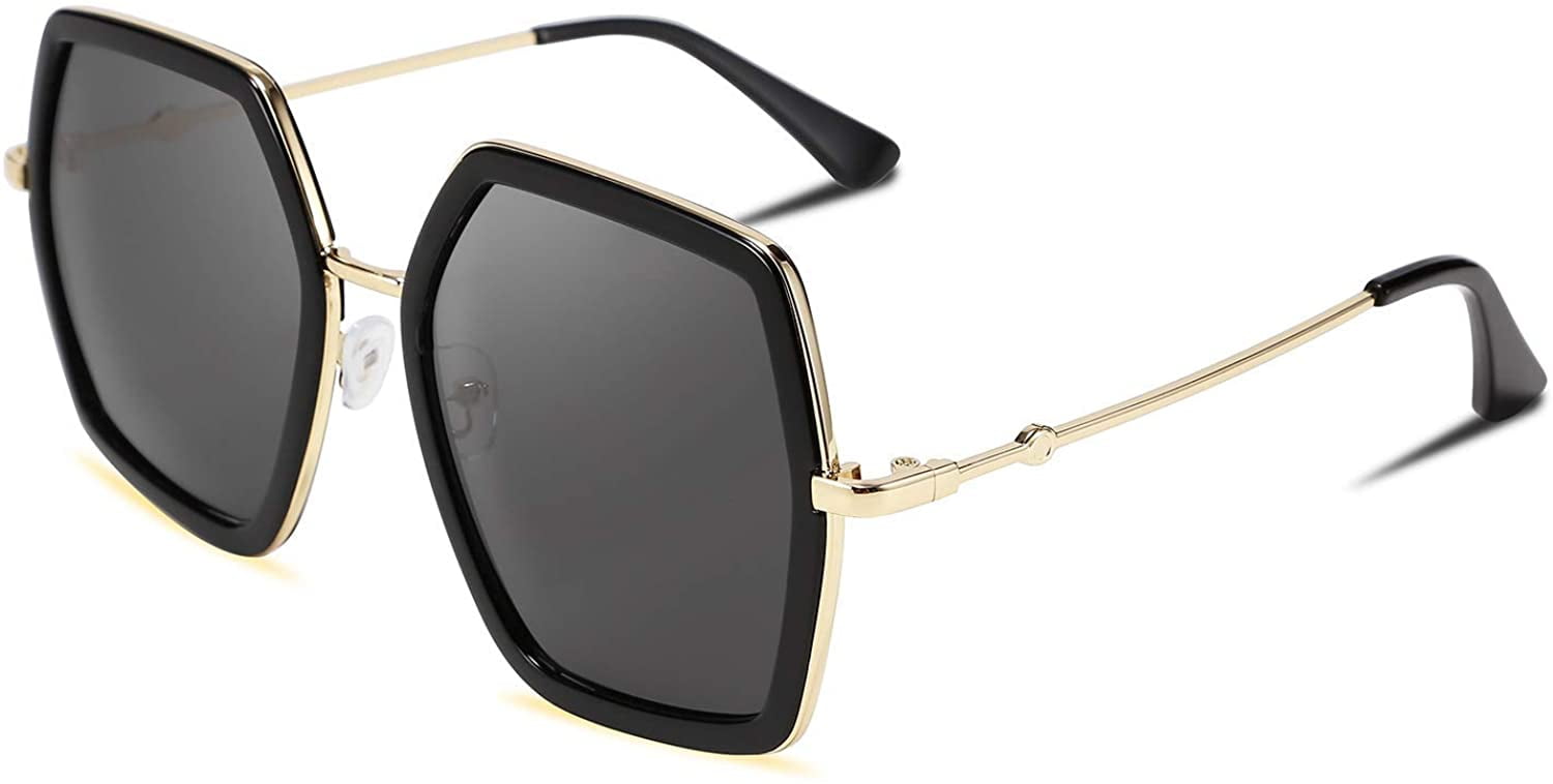 FEISEDY Women Large Hexagon Inspired Sunglasses Fashion Irregular Design Style Geometric B2503 ...