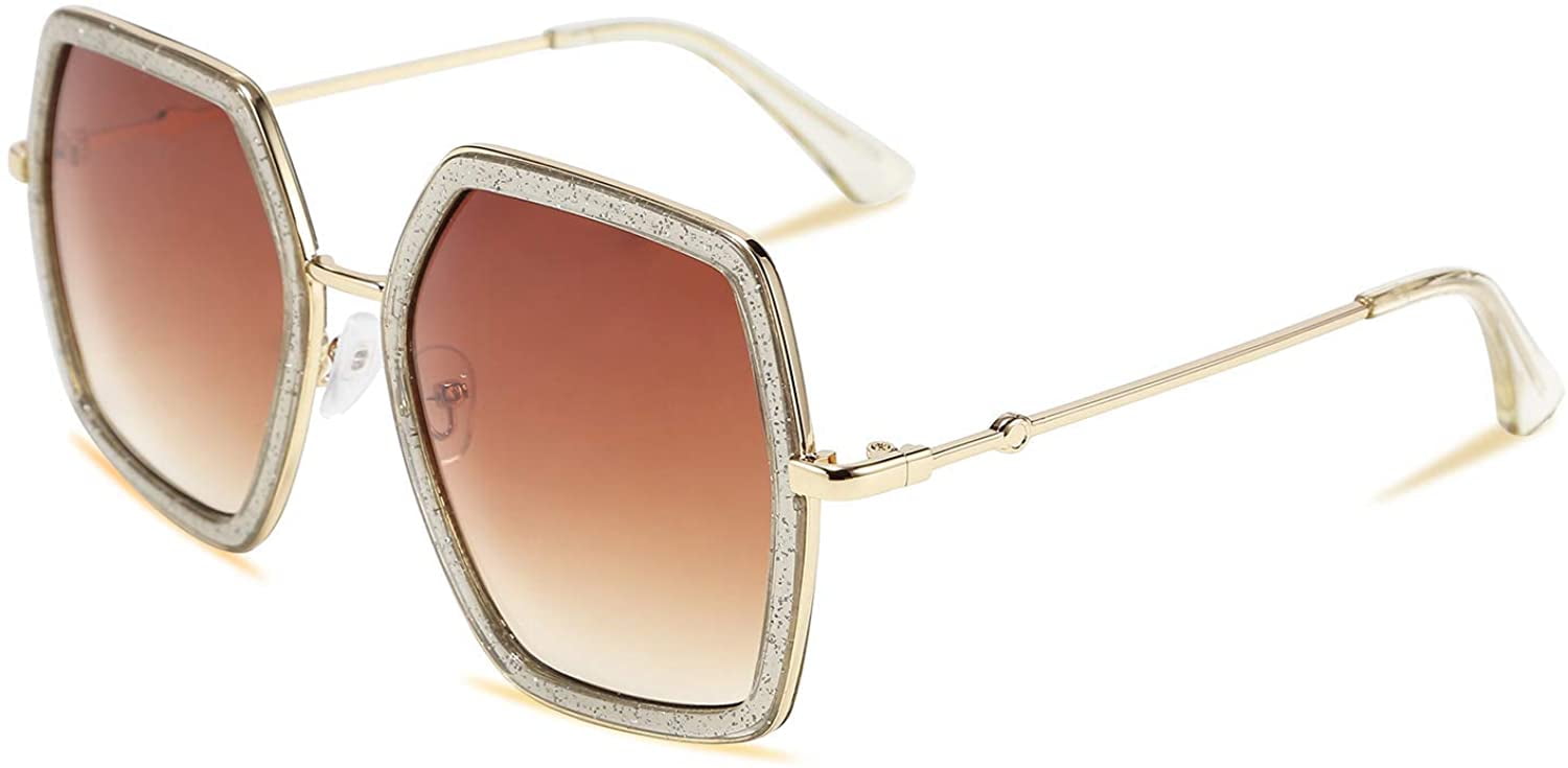 FEISEDY Women Large Hexagon Inspired Sunglasses Fashion Irregular Design Style Geometric B2503 ...