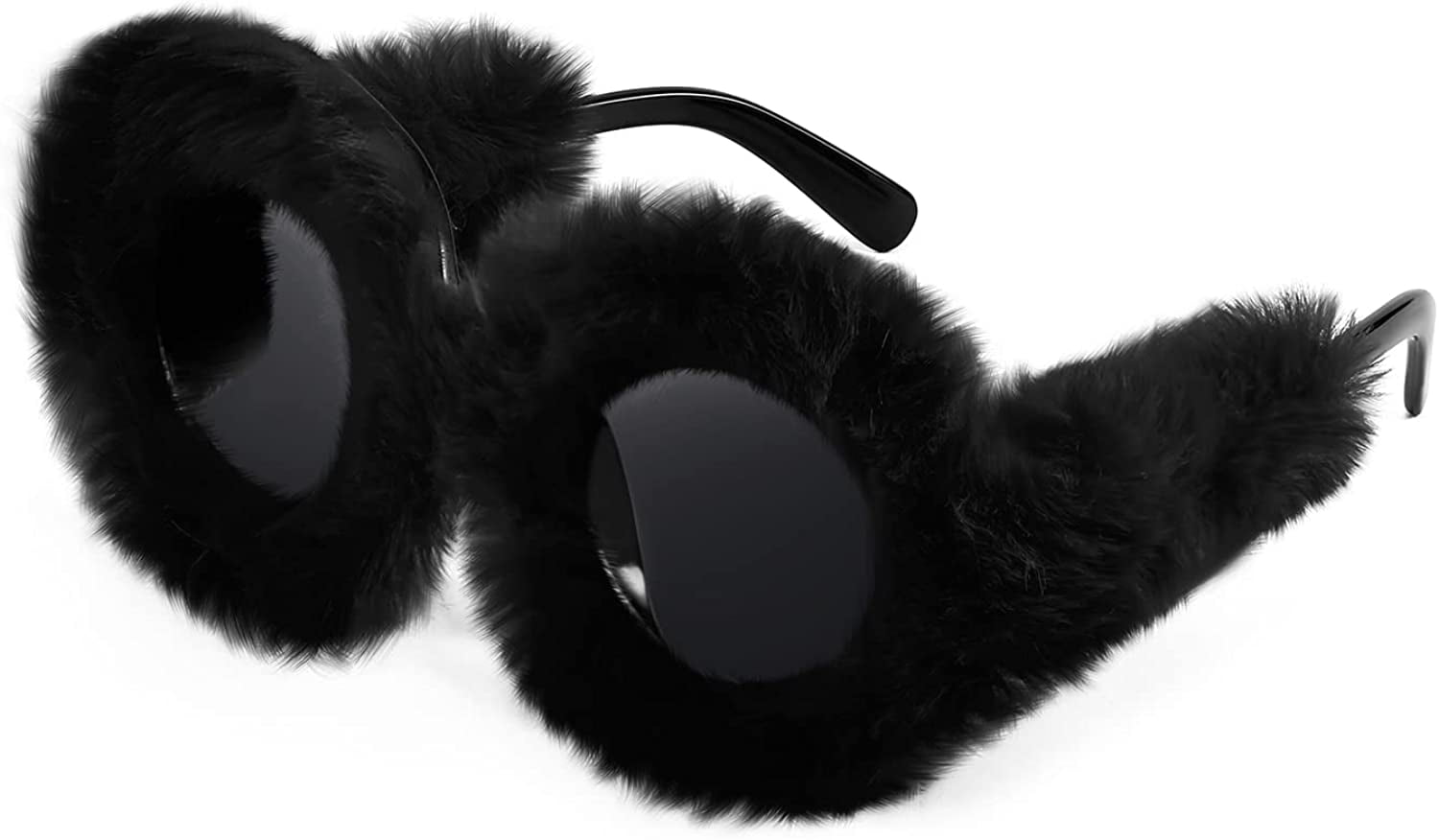 FEISEDY Women Plush Fuzzy Round Sunglasses Punk Soft Velvet Shades ...