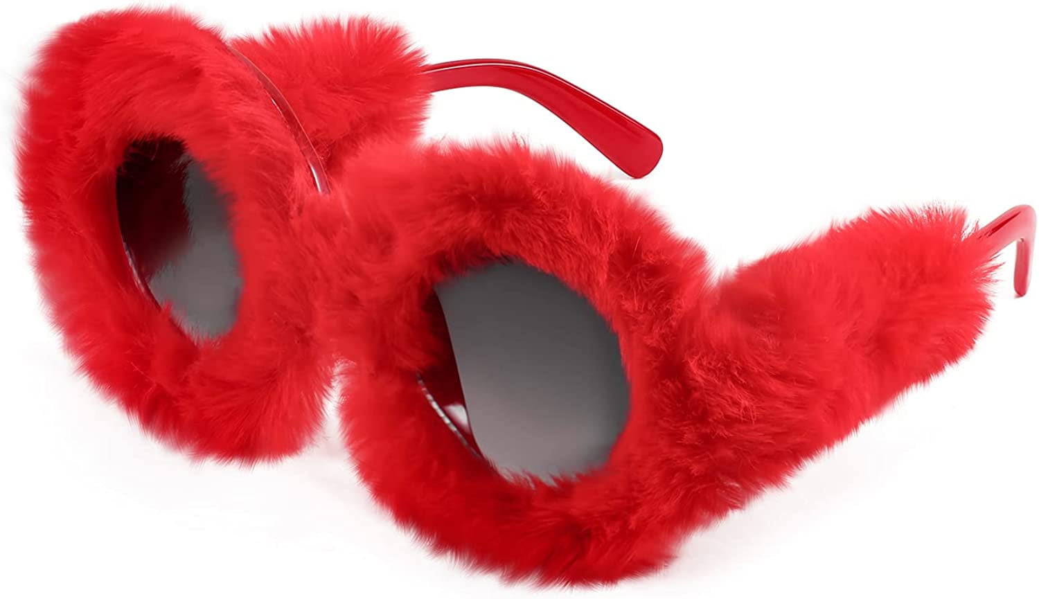 FEISEDY Women Plush Fuzzy Round Sunglasses Punk Soft Velvet Shades ...