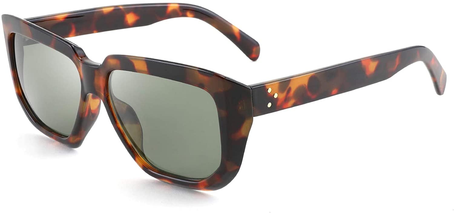 FEISEDY Women Retro Square Sunglasses Trendy Shield Flat Top Shades ...