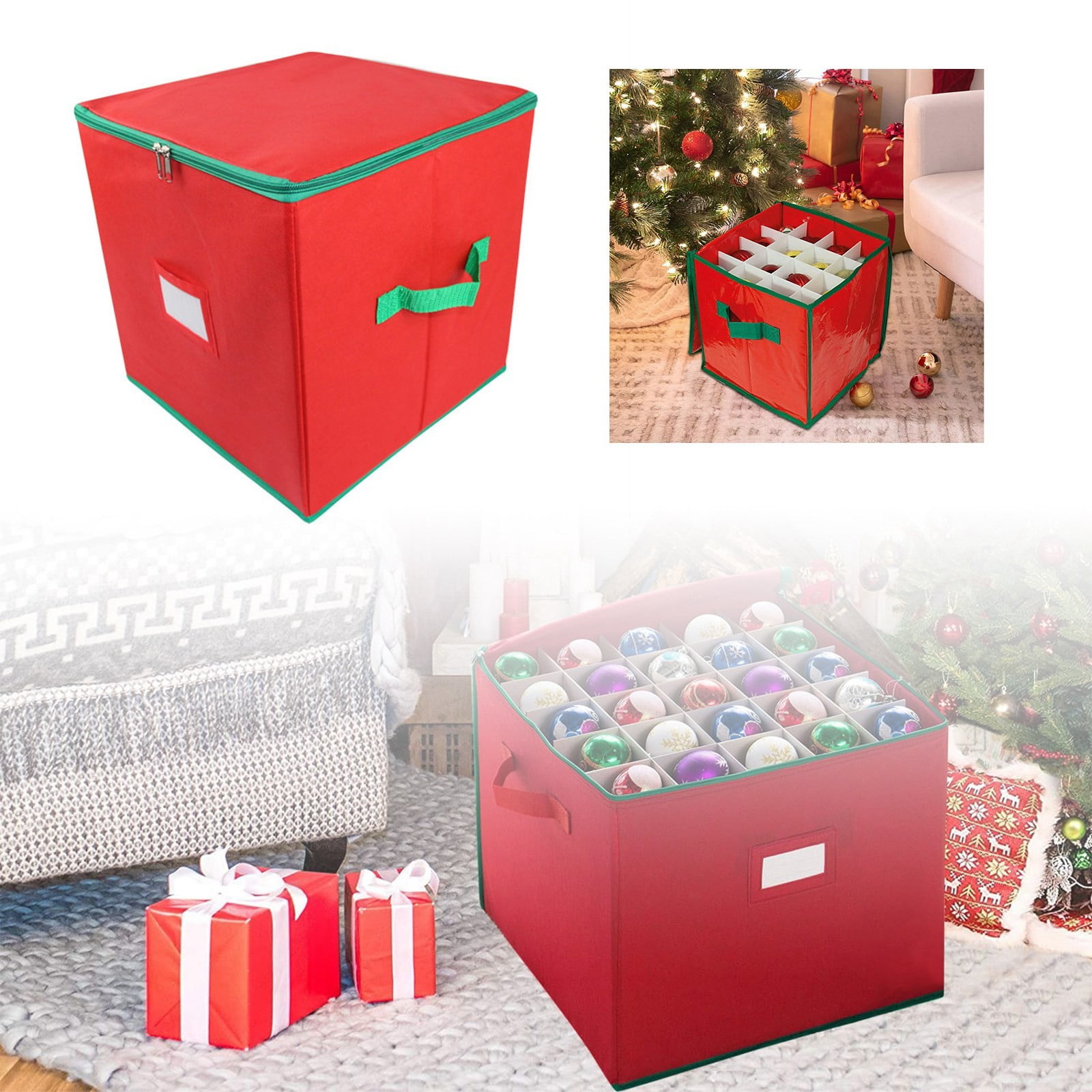 FEISHENTT Christmas Storage Box with Zip Top, Large Ornaments storage ...