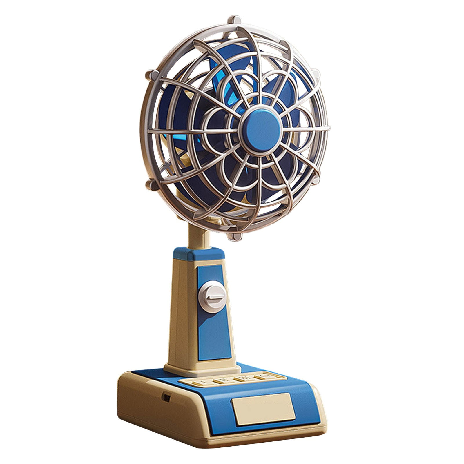 FEISHENTT Desk Fan,Blue Small Fans For Bedroom,Usb Rechargeable Quiet ...