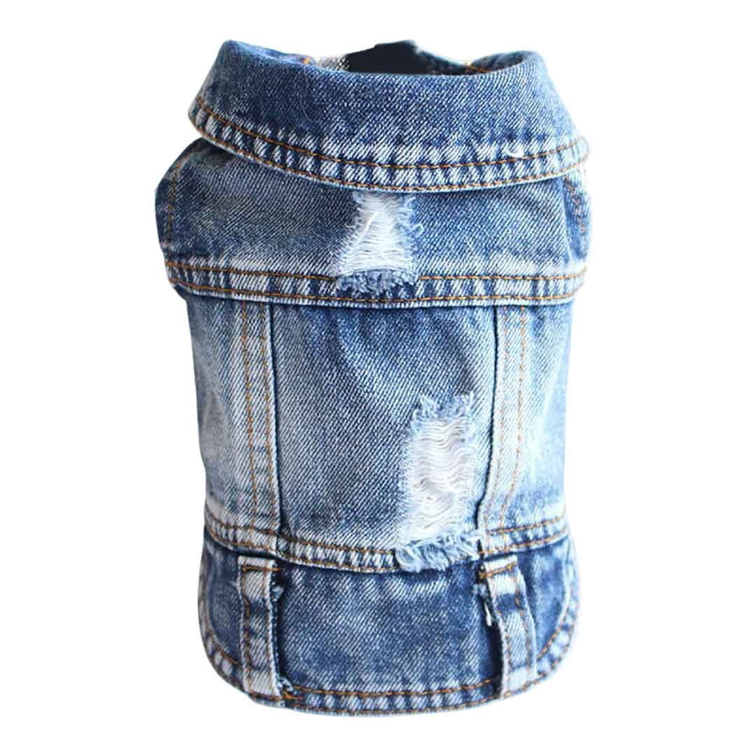 FEISHENTT Dog Jean Jacket, Blue Denim Lapel Vest Coat T-Shirt Costume ...