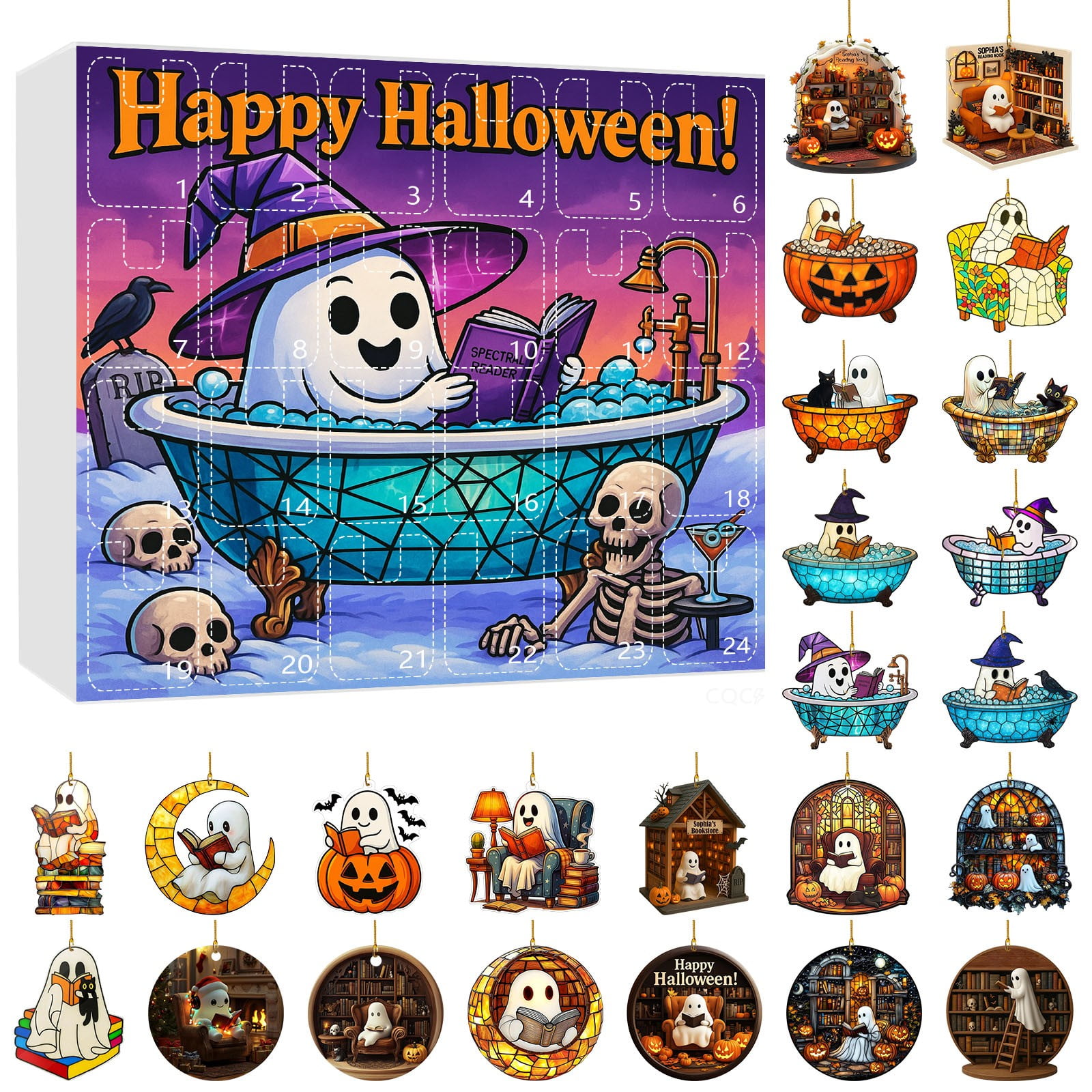 FEISHENTT Halloween Ghosts 2D Countdown Hanging Ornament Surprise ...