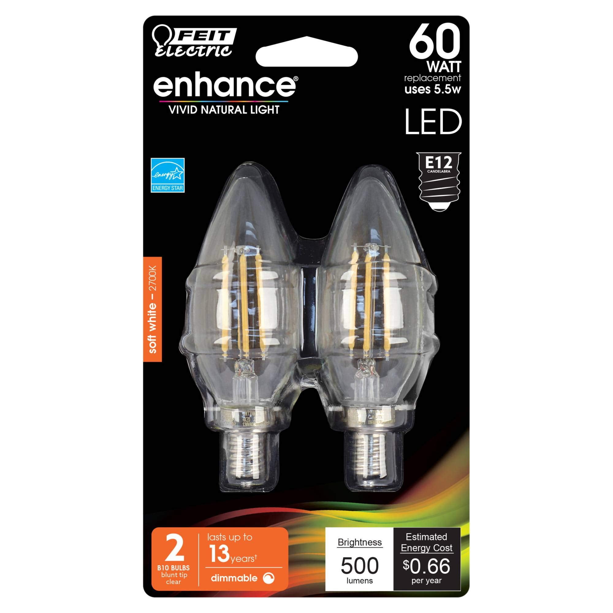 FEIT Electric B10 E12 (Candelabra) LED Bulb Soft White 60 Watt ...