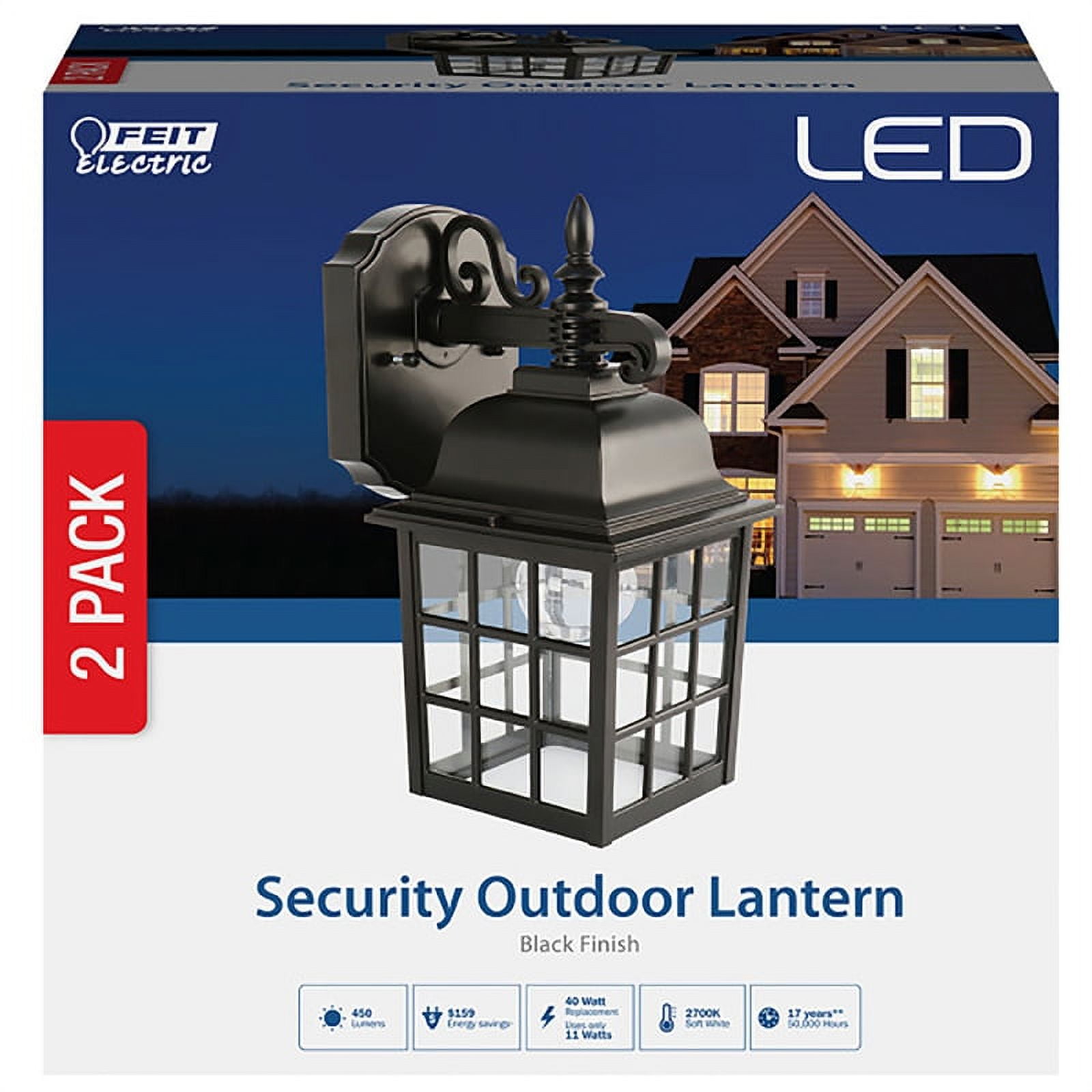 FEIT Electric Switch Hardwired LED Black Security Light - Walmart.com