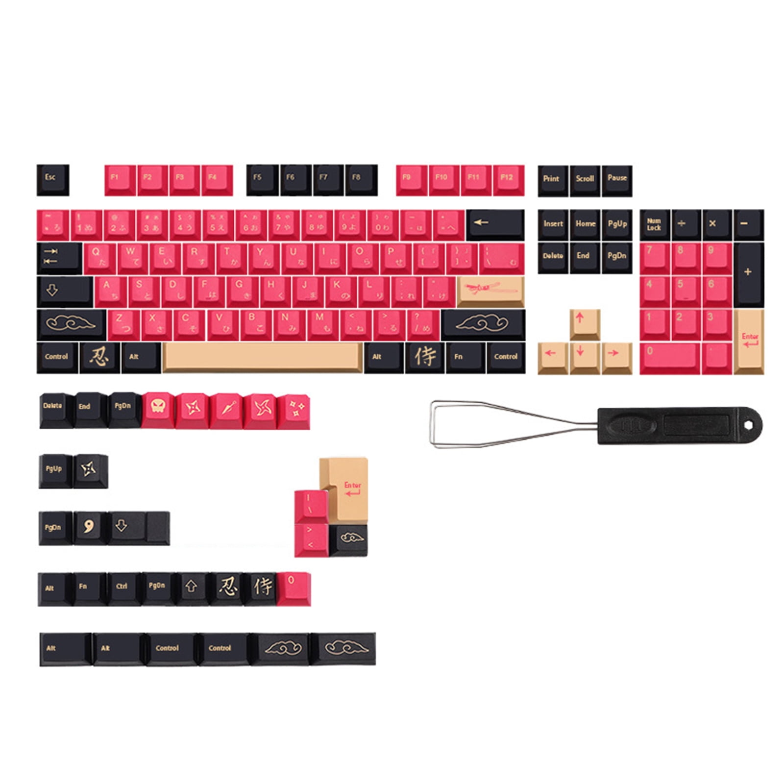 FEITIANWUGONG 135 Keys Red Blue Keycap Original Dye Subbed Japanese ...