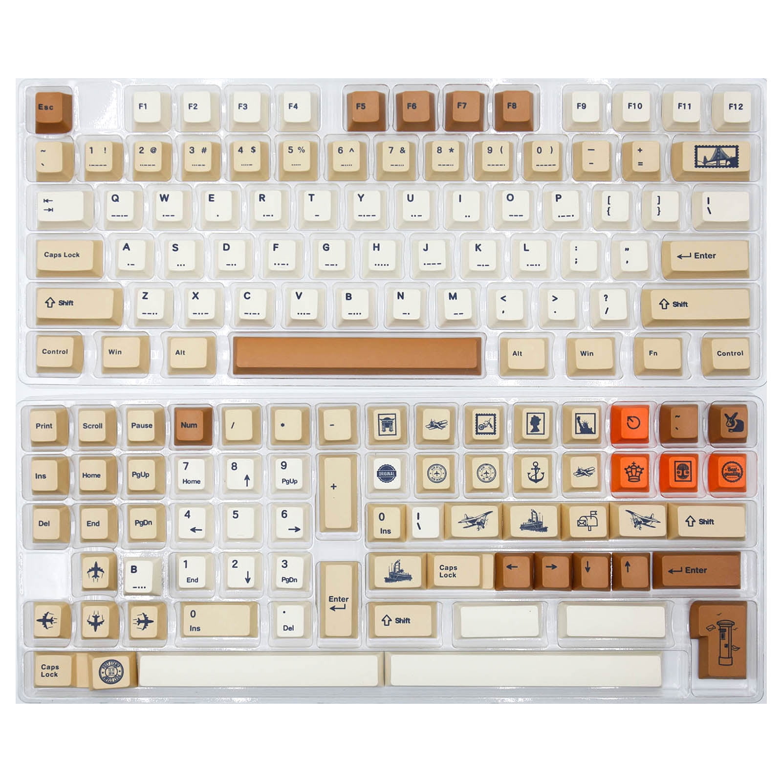 FEITIANWUGONG 143 Keys Retro Stamps Theme Keycaps Sublimation Profile ...