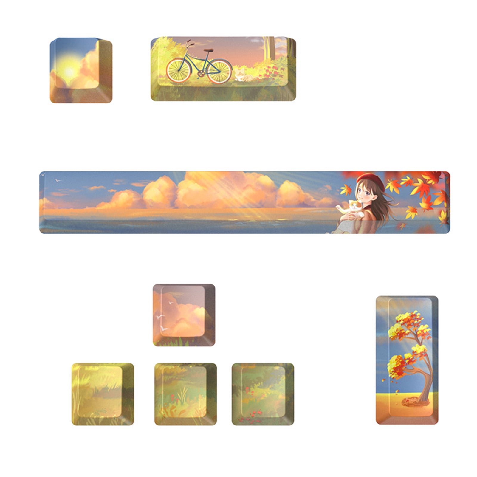 FEITIANWUGONG 8 Keys Keycaps Five Sides Dye Subbed OEM Profile 6.25U ...