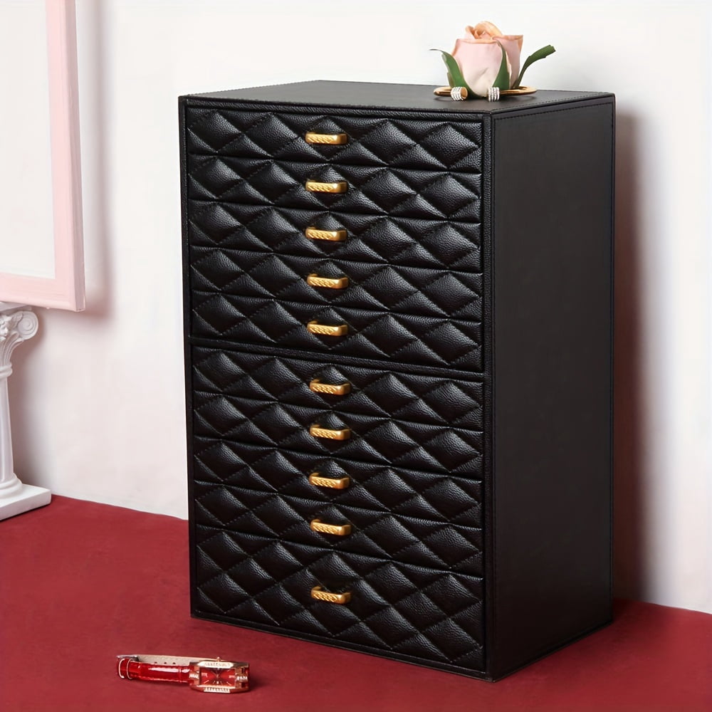 FEIYAN 10-Layer Jewelry Box - Extra Large Faux Leather Organizer with ...