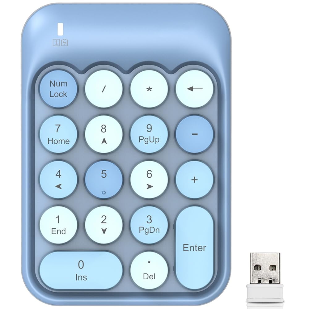 FELICON Wireless Numeric Keypad 18 Keys with 2.4G Mini Portable Silent ...